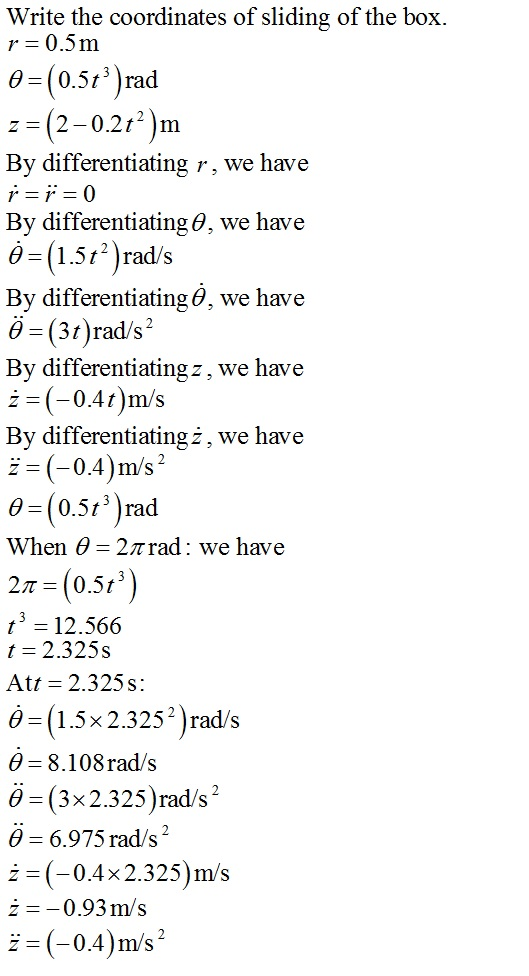 (Solved) - The box slides down the helical ramp which is defined by r ...
