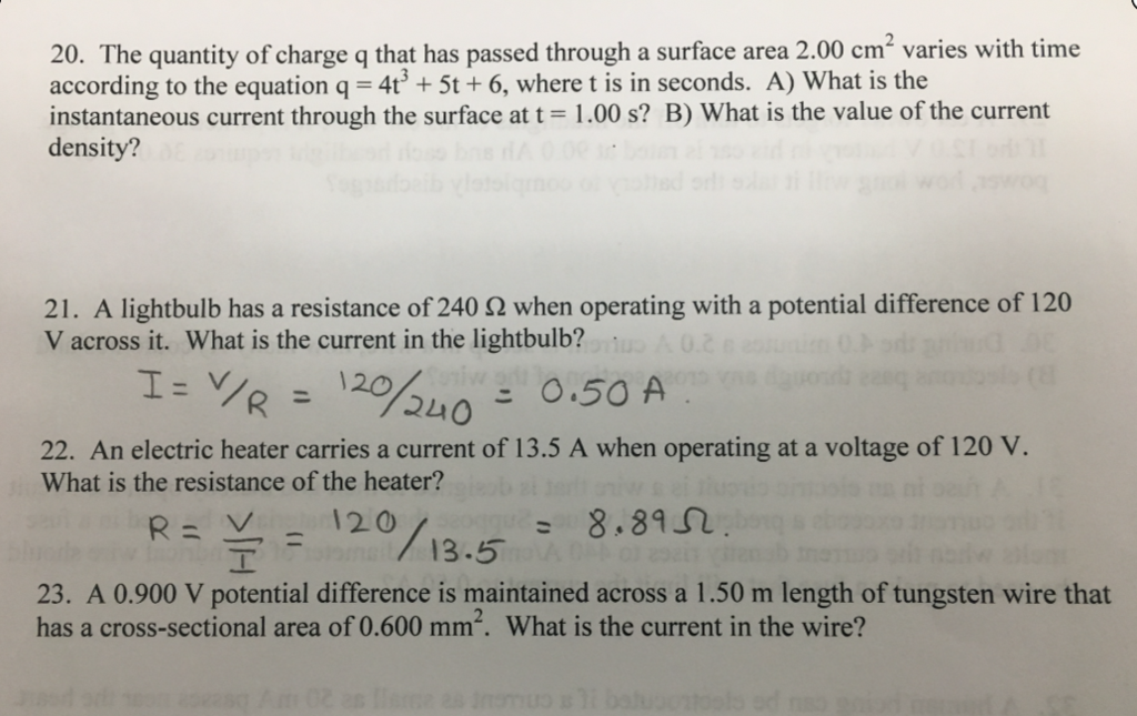 Solved 20. The quantity of charge q that has passed through | Chegg.com