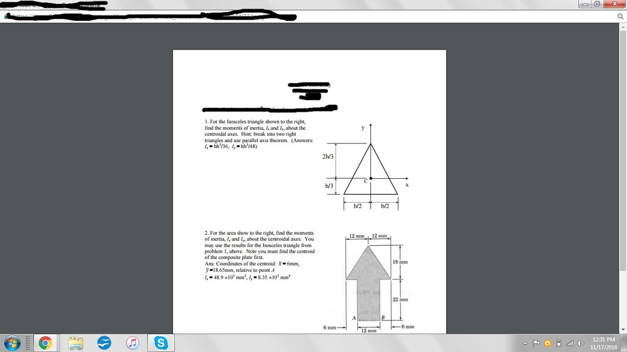 Solved 1. For the Isosceles triangle shown to | Chegg.com