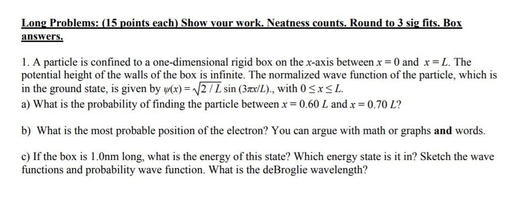 Solved Long Problems: (15 points each) Show vour work. | Chegg.com