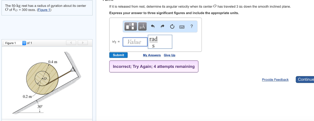 Solved The 50-kg reel has a radius of gyration about its | Chegg.com