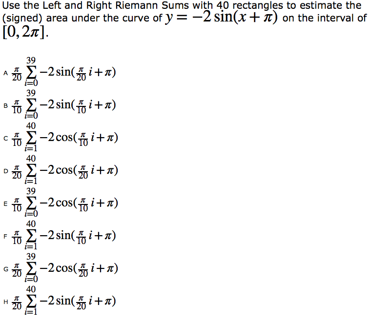 Solved Use the Left and Right Riemann Sums with 40 | Chegg.com