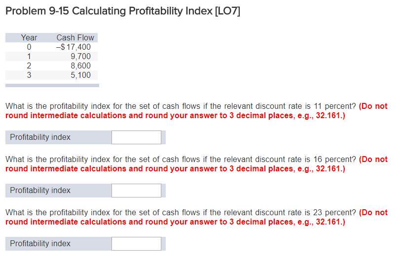 Solved Problem 9-15 Calculating Profitability Index [LO7] | Chegg.com