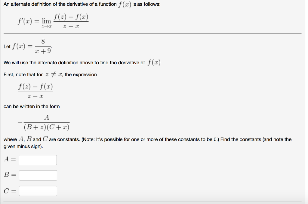 Solved Please answer all parts! An alternate definition | Chegg.com