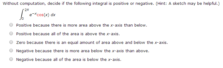 Without computation, decide if the following integral | Chegg.com