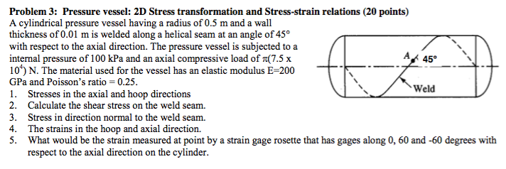 Solved Pressure vessel: 2D Stress transformation and | Chegg.com
