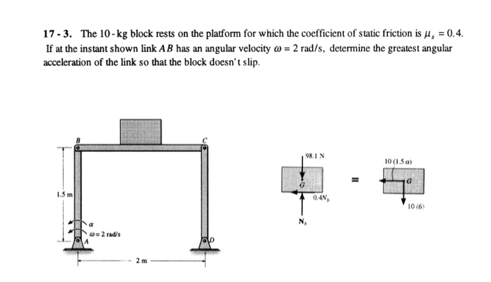 Solved The 10- kg block rests on the platform for which the | Chegg.com