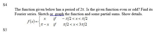 The function given below has a period of 2 pi. Is the | Chegg.com