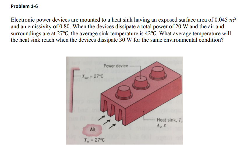 Solved Problem 1-6 Electronic power devices are mounted to a | Chegg.com