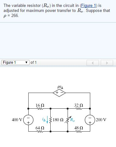 Solved The variable resistor (Ro) in the circuit in (Figure | Chegg.com
