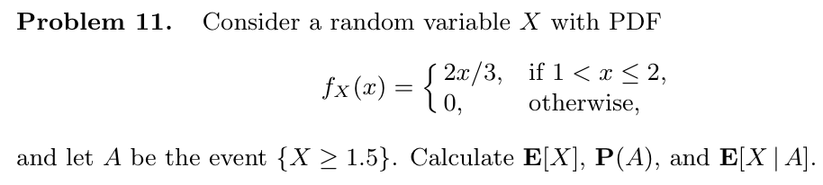 Solved Let random variable X have a PDF of above. Calculate | Chegg.com