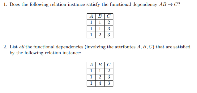 Solved Does the following relation instance satisfy the | Chegg.com
