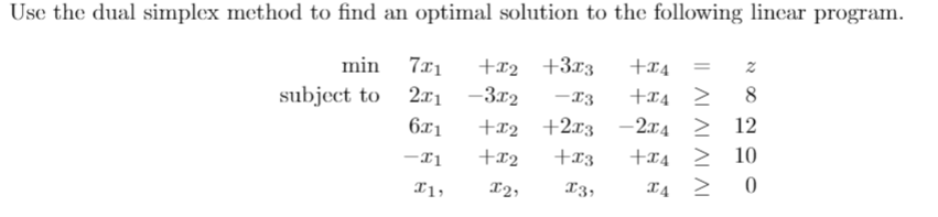 Solved Use the dual simplex method to find an optimal | Chegg.com