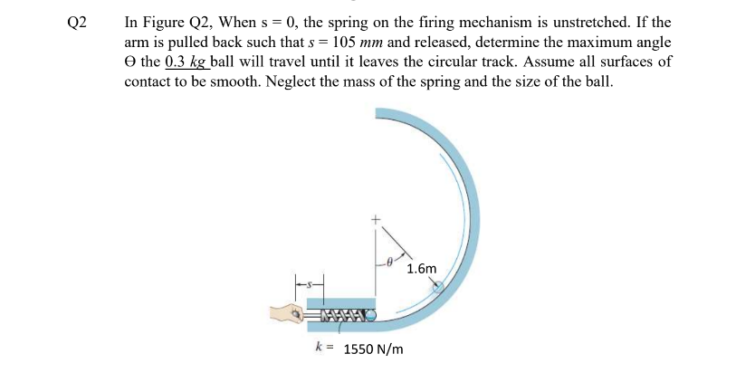 Solved Q2 In Figure Q2, When s 0, the spring on the firing | Chegg.com