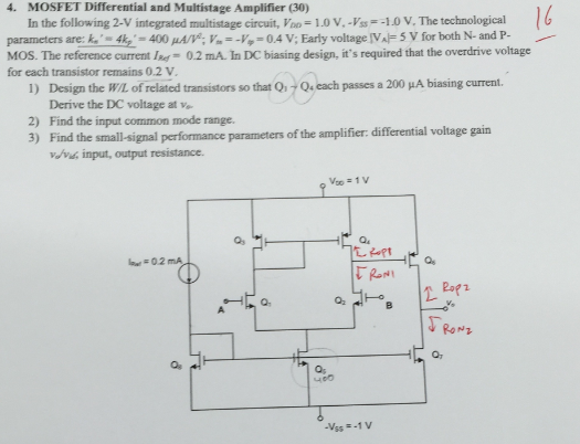 Solved 4. MOSFET Differential and Multistage Amplifier (30) | Chegg.com