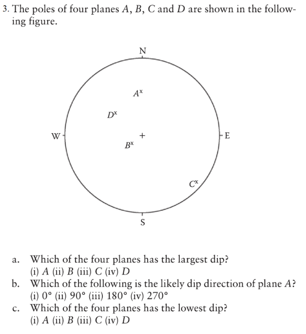 Solved 3. The poles of four planes A, B, C and D are shown | Chegg.com