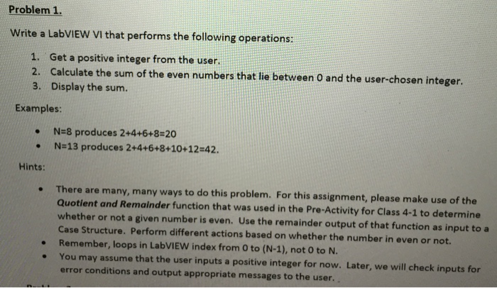 Solved Write a LabVIEW VI that performs the following | Chegg.com