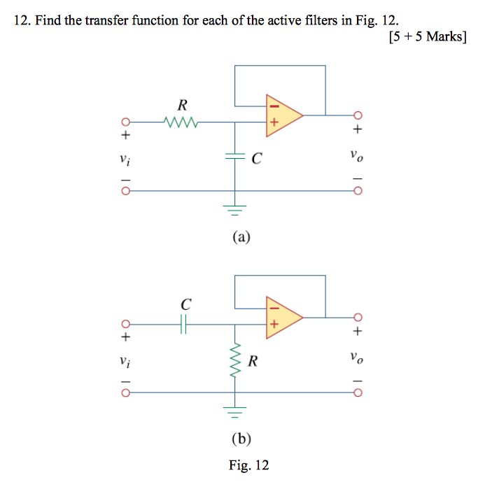 Solved Find the transfer function for each of the active | Chegg.com