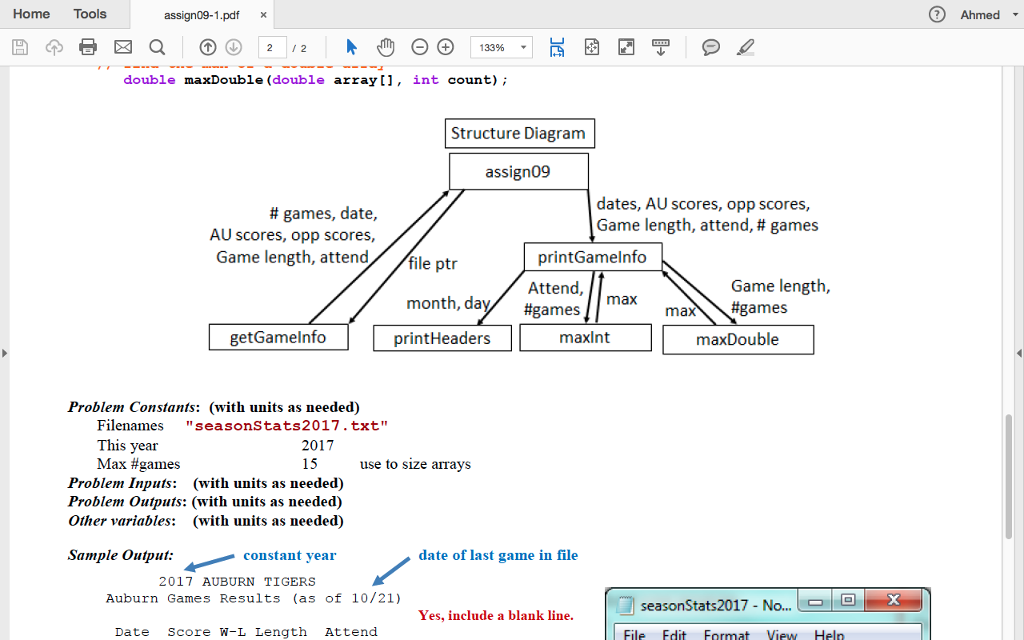 Solved Home Tools assign09-1.pdf x Ahmed 133% | Dejore you | Chegg.com