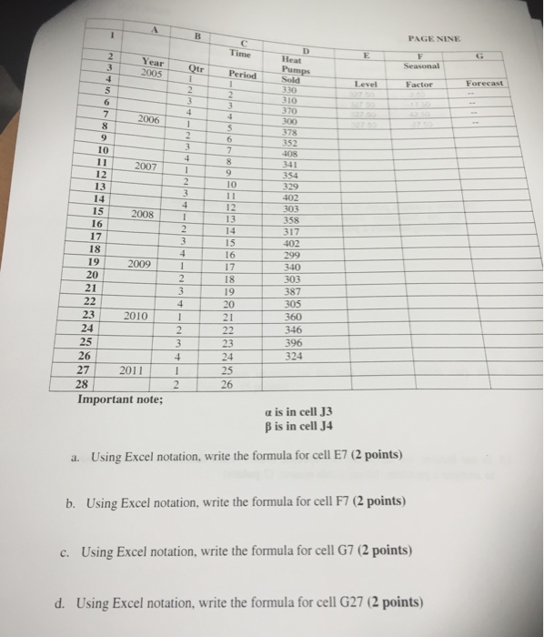 Using Excel noiation. write the formula for cell E7 | Chegg.com