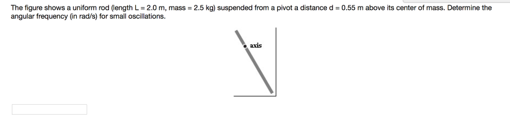 Solved The figure shows a uniform rod (length L = 2.0 m, | Chegg.com