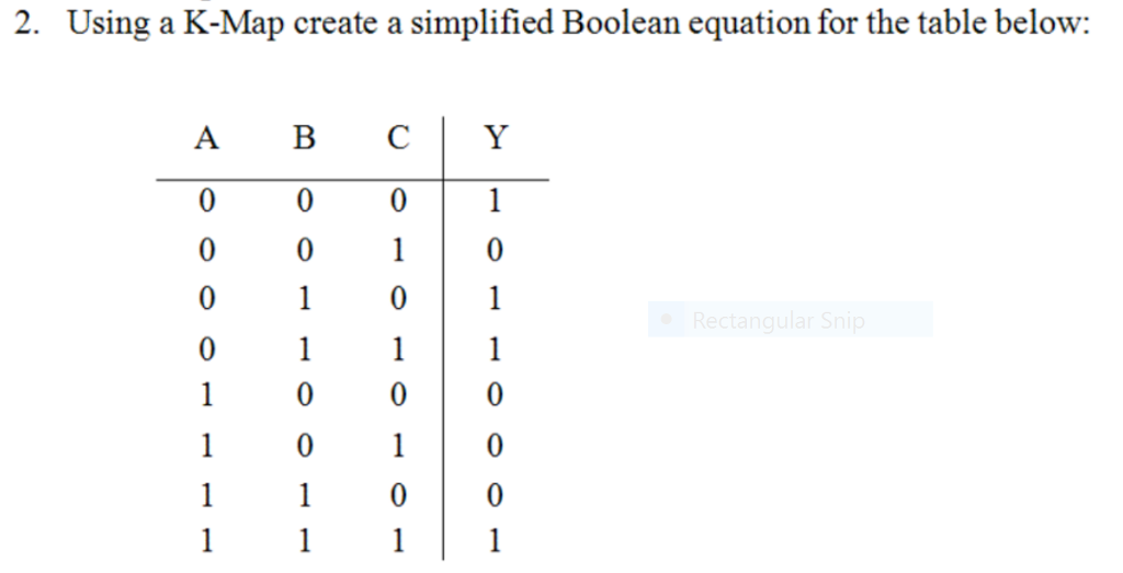 Solved Using a K-map create a simplified Boolean equation | Chegg.com
