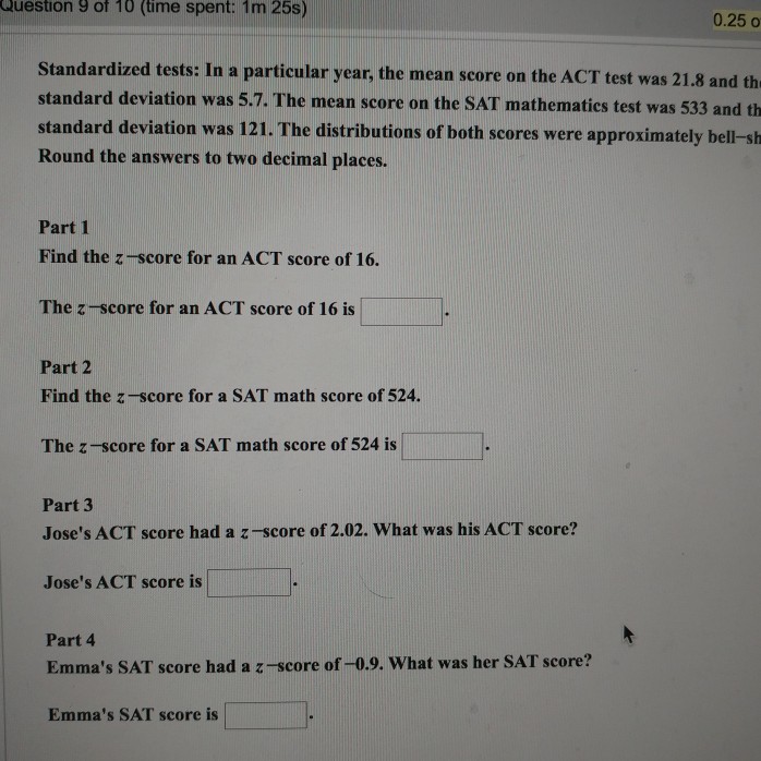 Solved Standardized tests: In a particular year, the mean | Chegg.com