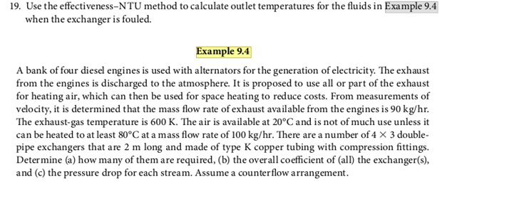 Use the eflectiveness-NTU method to calculate outlet | Chegg.com