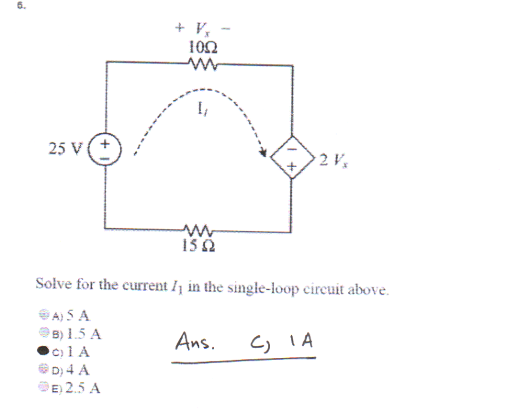 Solved Solve for the current I_1 in the single-loop | Chegg.com
