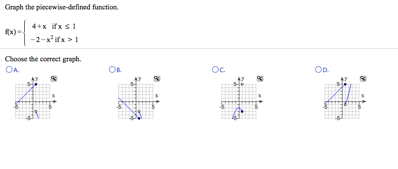 Solved Graph the piecewise-defined function. Choose the | Chegg.com
