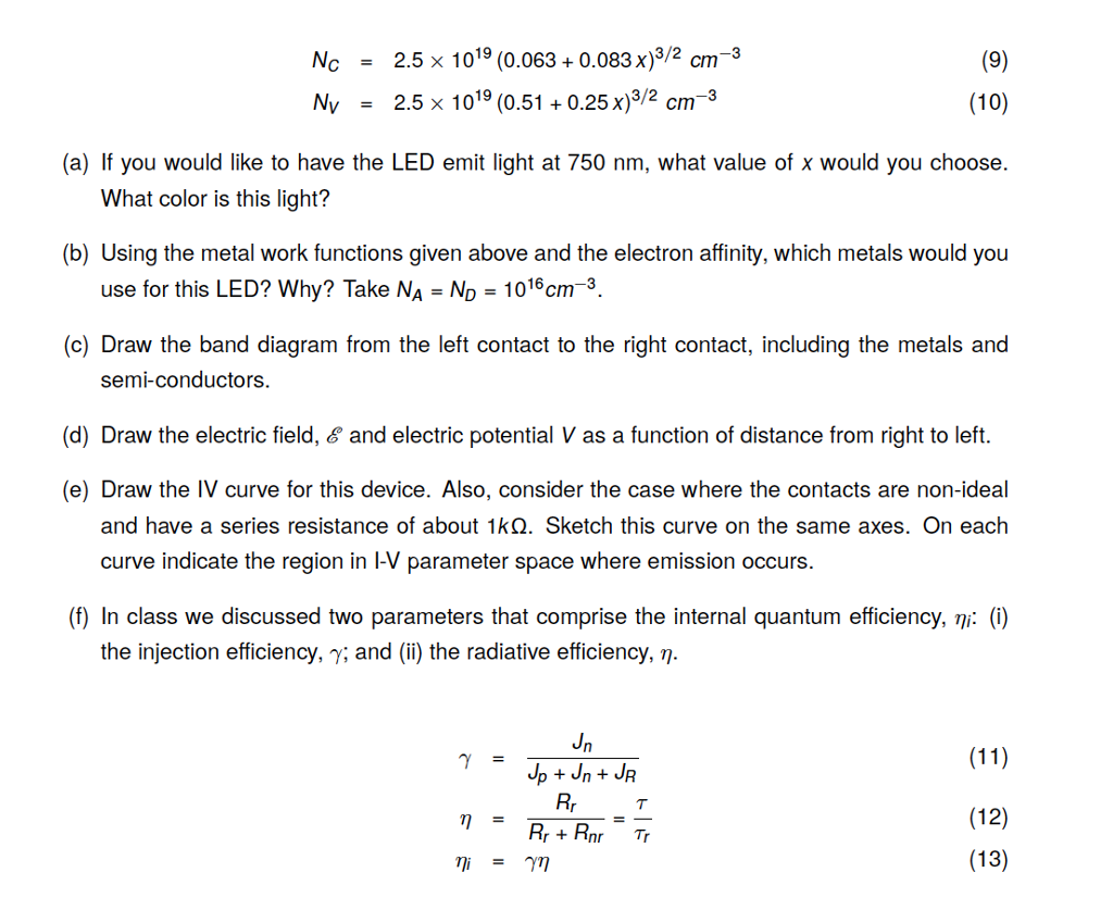 Problem 3: LED Design You would like to design an LED | Chegg.com