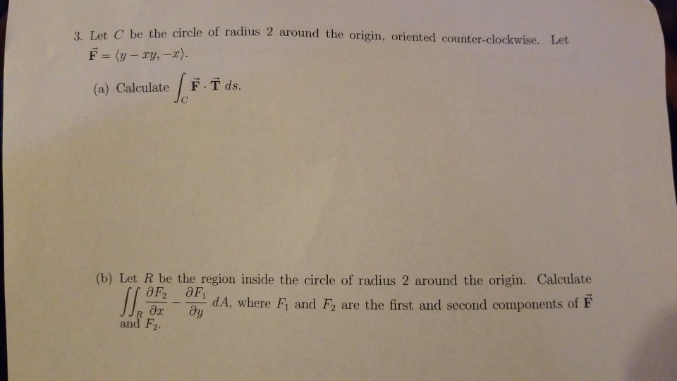 Solved e the circle of radius 2 around the origin, oriented | Chegg.com