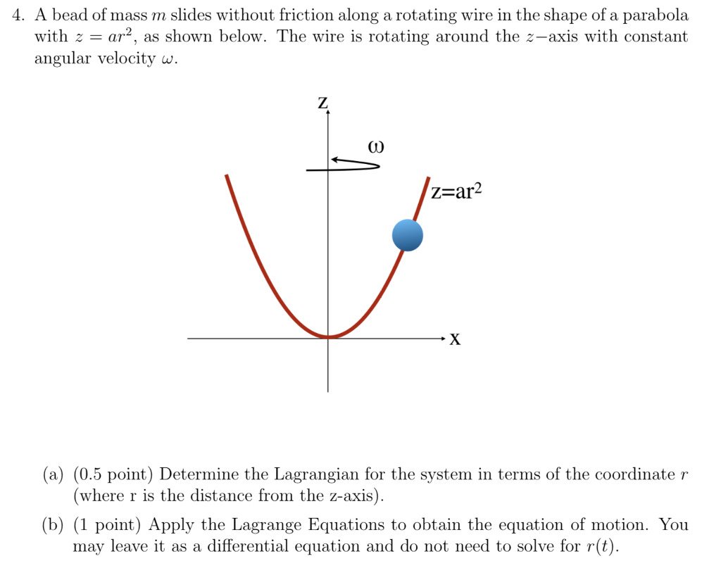 Solved 4. A bead of mass m slides without friction along a | Chegg.com