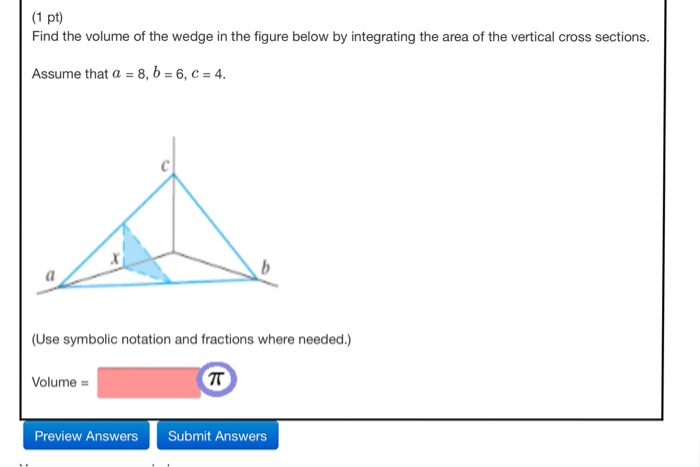 Solved Find the volume of the wedge in the figure below by | Chegg.com