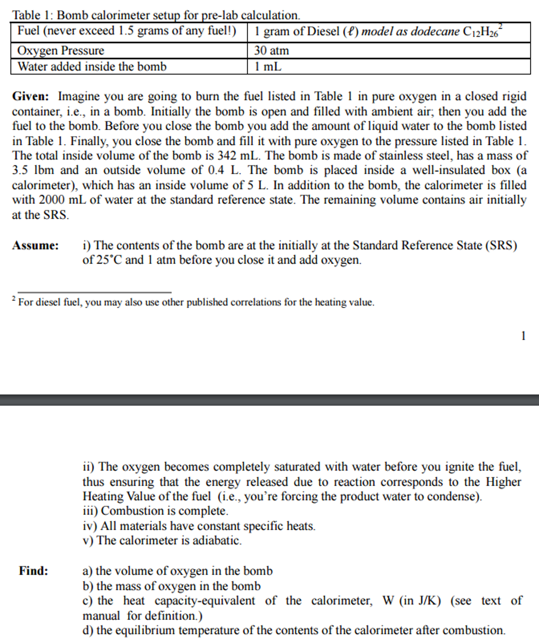 Imagine you are going to bum the fuel listed in Table | Chegg.com