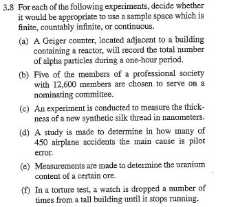 Solved For each of the following experiments, decide whether | Chegg.com