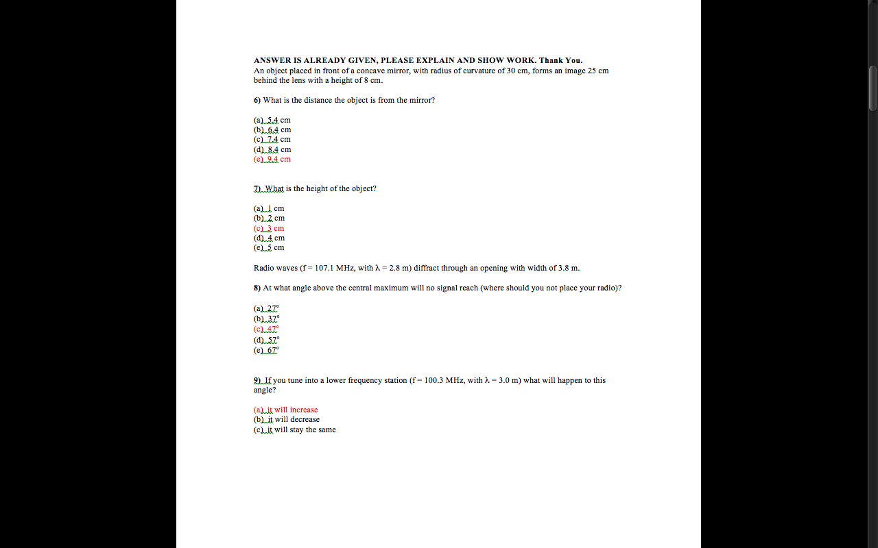 Solved An object placed in front of a concave mirror, with | Chegg.com