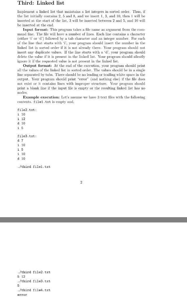 Solved Implement a linked list that maintains a list | Chegg.com