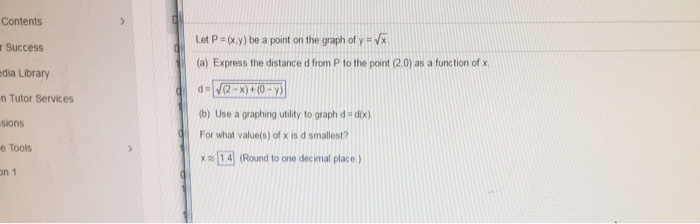 Solved Let P = (x, y) be a point on the graph of y = | Chegg.com