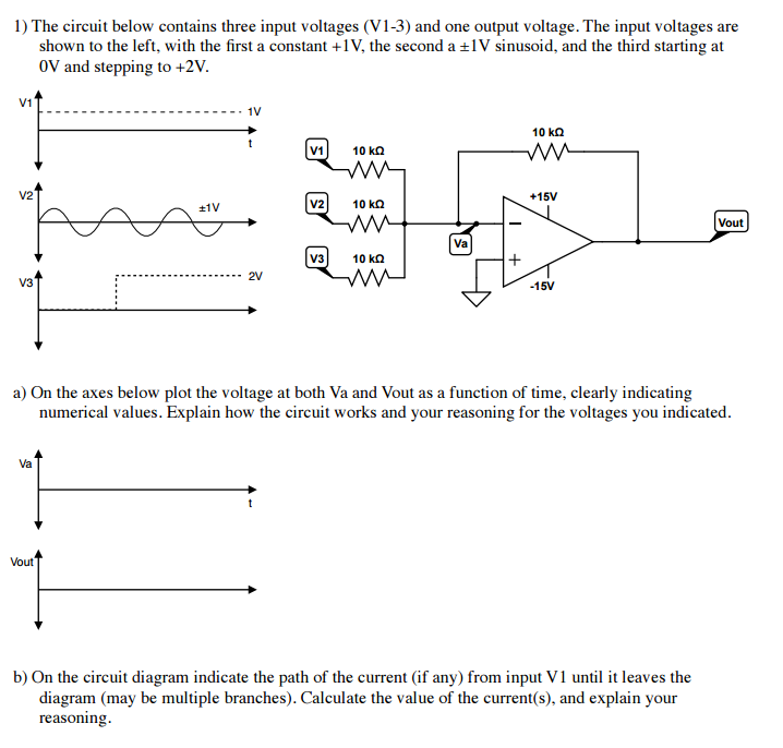 The circuit below contains three input voltages | Chegg.com