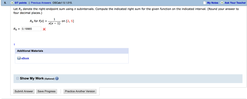 Solved 5. o/7 points I Previous Answers OSCalc1 5.1.015. My | Chegg.com Solved 5. o/7 points I Previous Answers OSCalc1 5.1.015. My | Chegg.com
