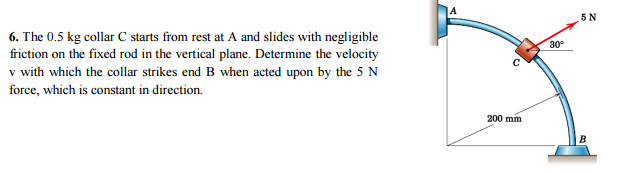 Solved The 0.5 kg collar C starts from rest at A and slides | Chegg.com