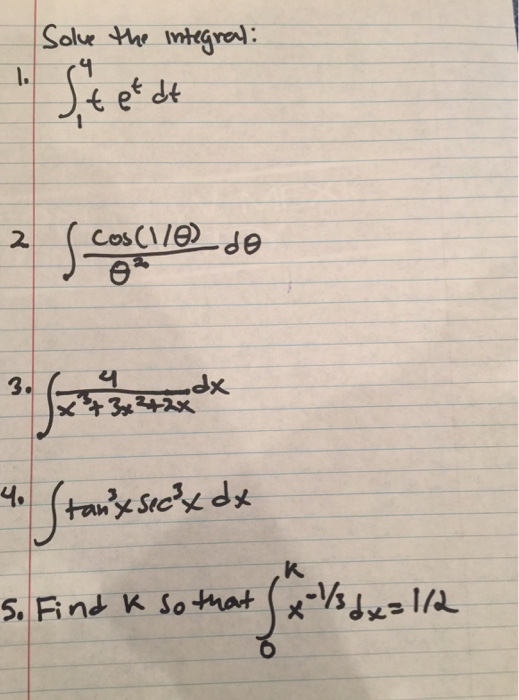 Solved Slove the integral: integral^4_1 t e^t dt integral | Chegg.com