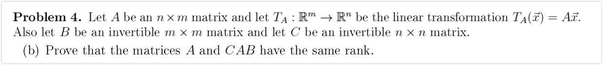 Solved Let A be an nm matrix and let TA : Rm --> Rn be the | Chegg.com