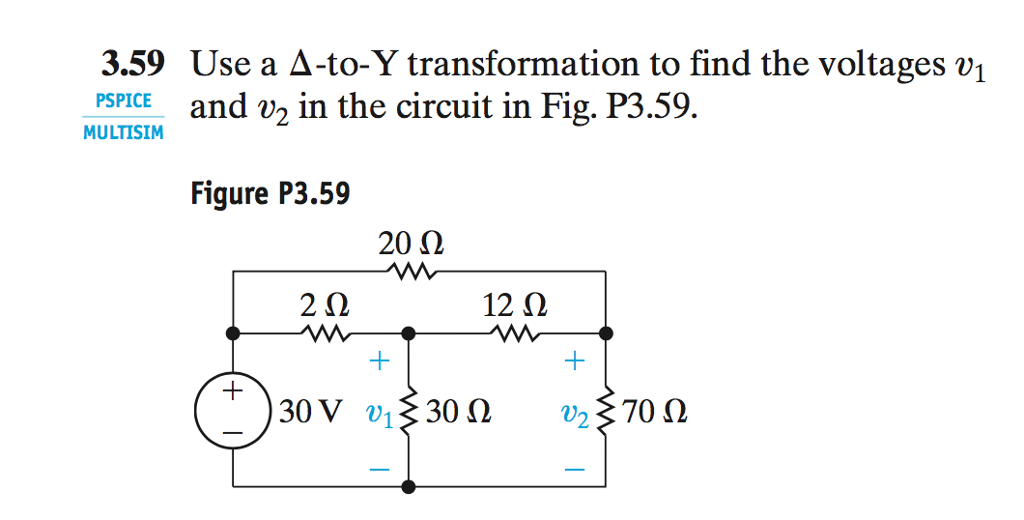 Solved 3.59 Use a Δ-to-Y transformation to find the voltages | Chegg.com