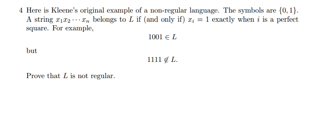 Solved 4 Here is Kleene's original example of a non-regular | Chegg.com