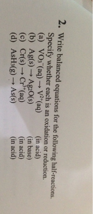 Solved 2. Write balanced equations for the following | Chegg.com