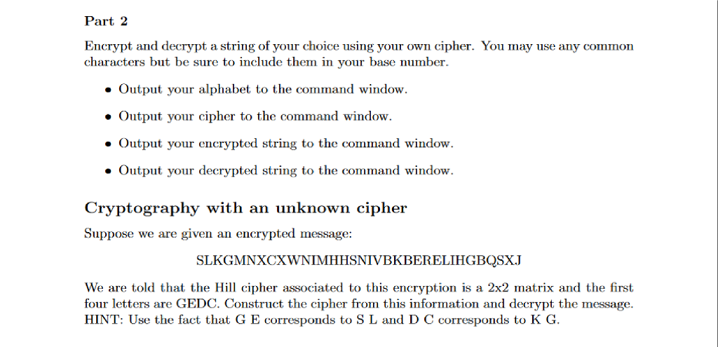 Solved Part 2 Encrypt And Decrypt A String Of Your Choice 3620
