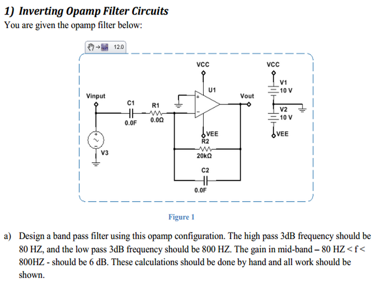 Solved Inverting Opamp Filter Circuits You are given the | Chegg.com