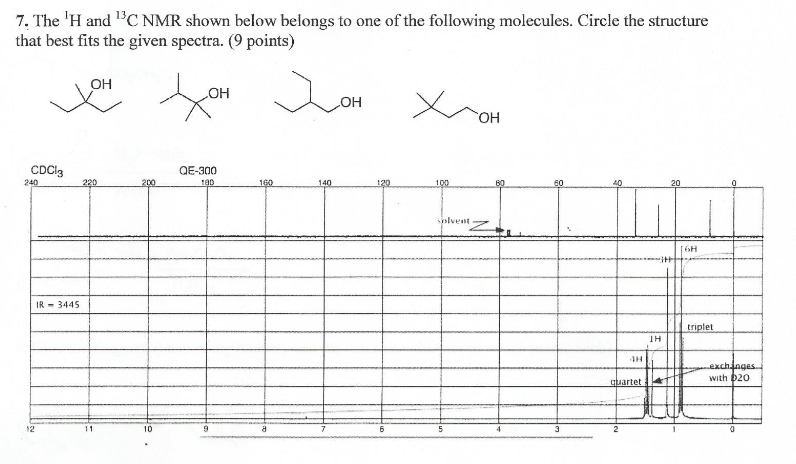 Solved 7.The H and 1C NMR shown below belongs to one of the | Chegg.com